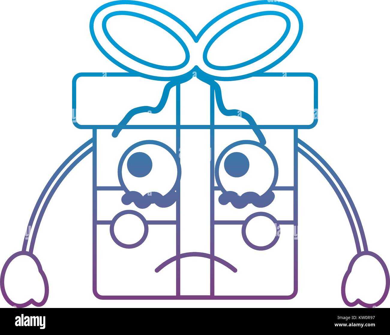 gift box sad crying emoji icon image vector illustration design blue to ...