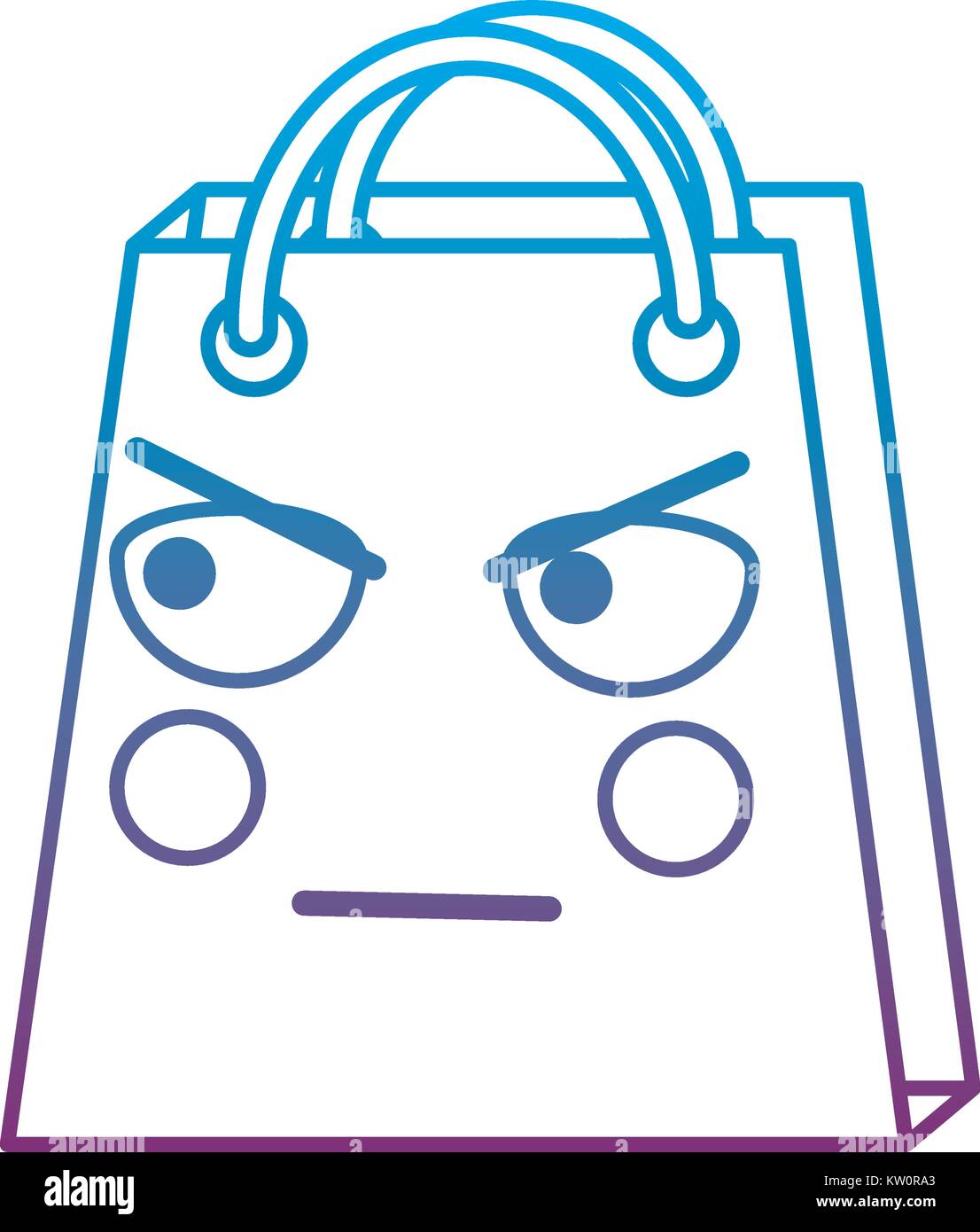 shopping bag angry emoji icon image vector illustration design blue to ...