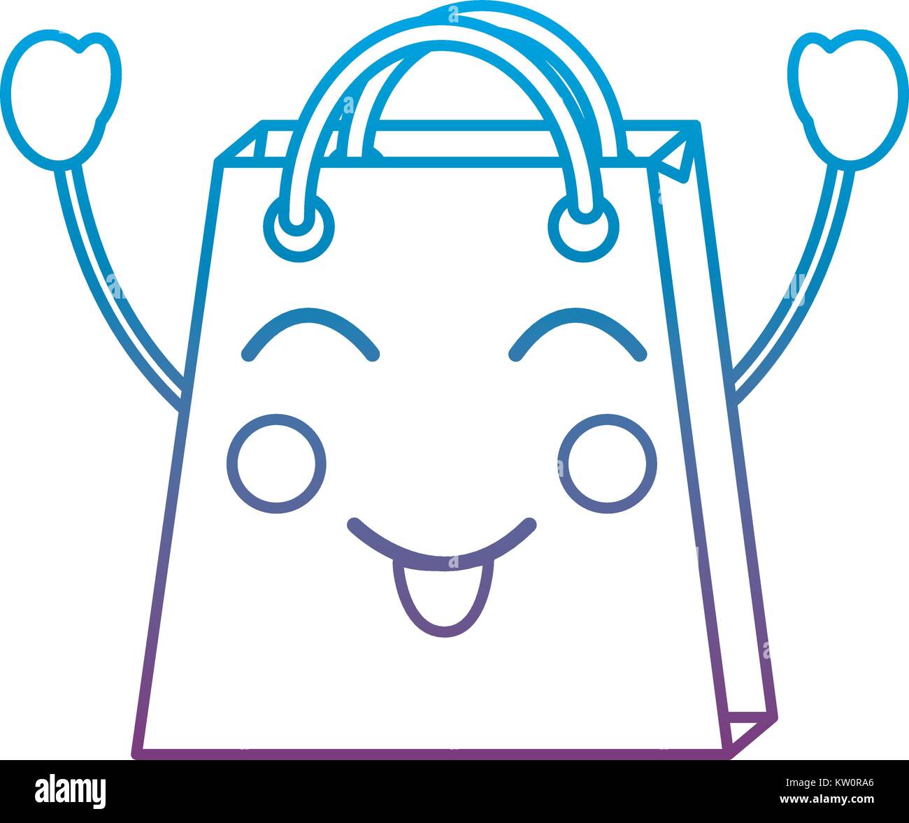 shopping bag happy emoji icon image vector illustration blue to purple ...