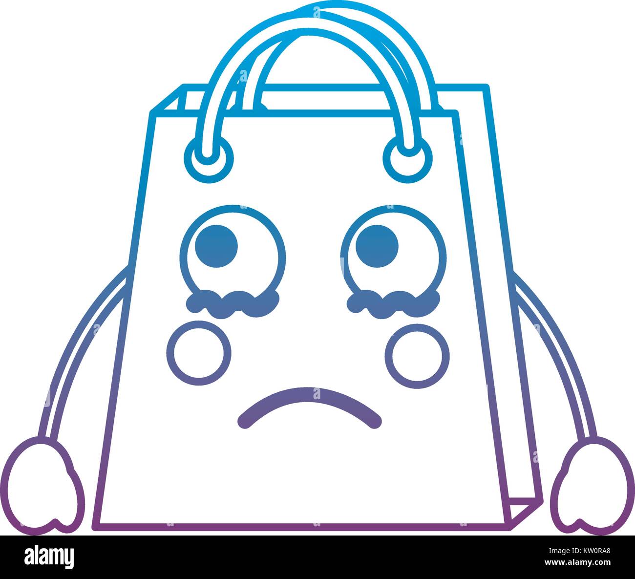 shopping bag sad emoji icon image vector illustration design blue to ...