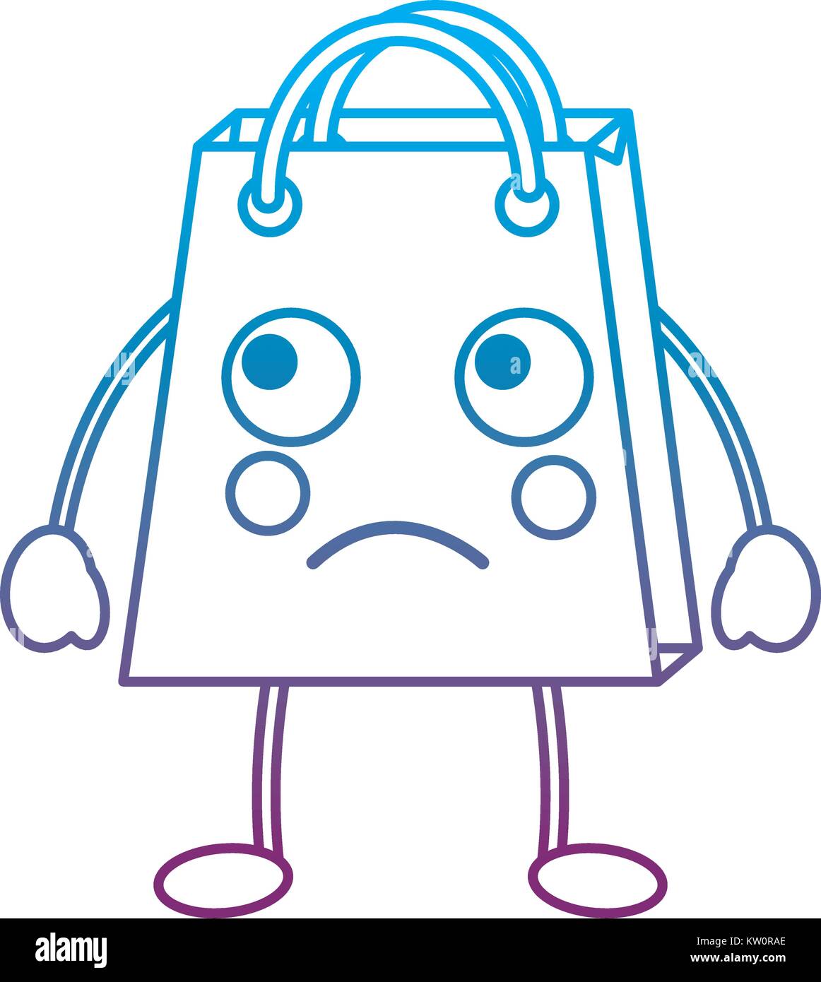 shopping bag sad emoji icon image vector illustration design blue to ...
