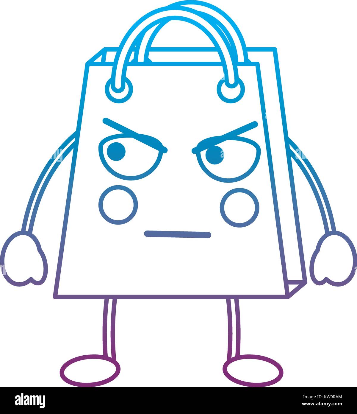 shopping bag angry emoji icon image vector illustration design blue to ...