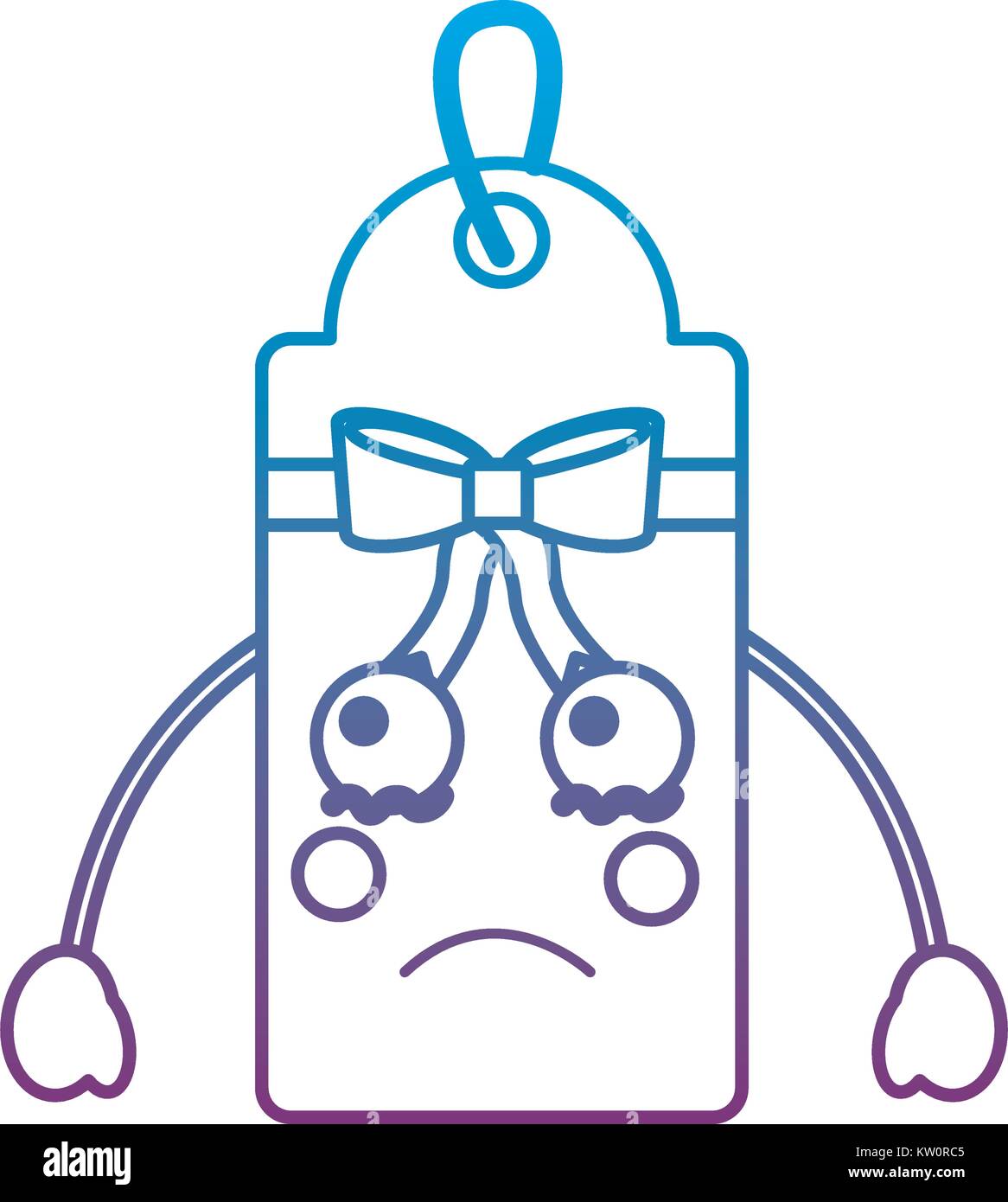 gift or price tag sad emoji icon image vector illustration design blue ...