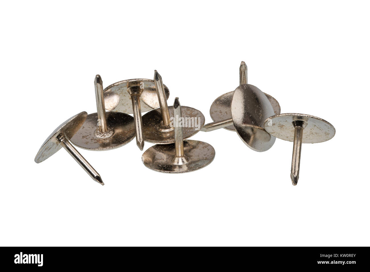 Group of metal thumb tacks isolated on a white background Stock Photo ...