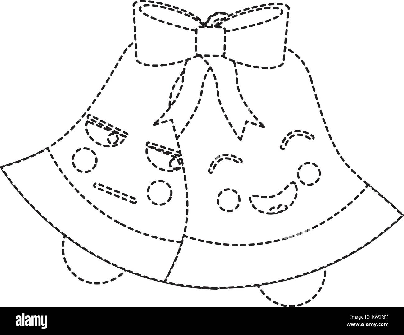 christmas bell emoji icon image vector illustration design black dotted ...