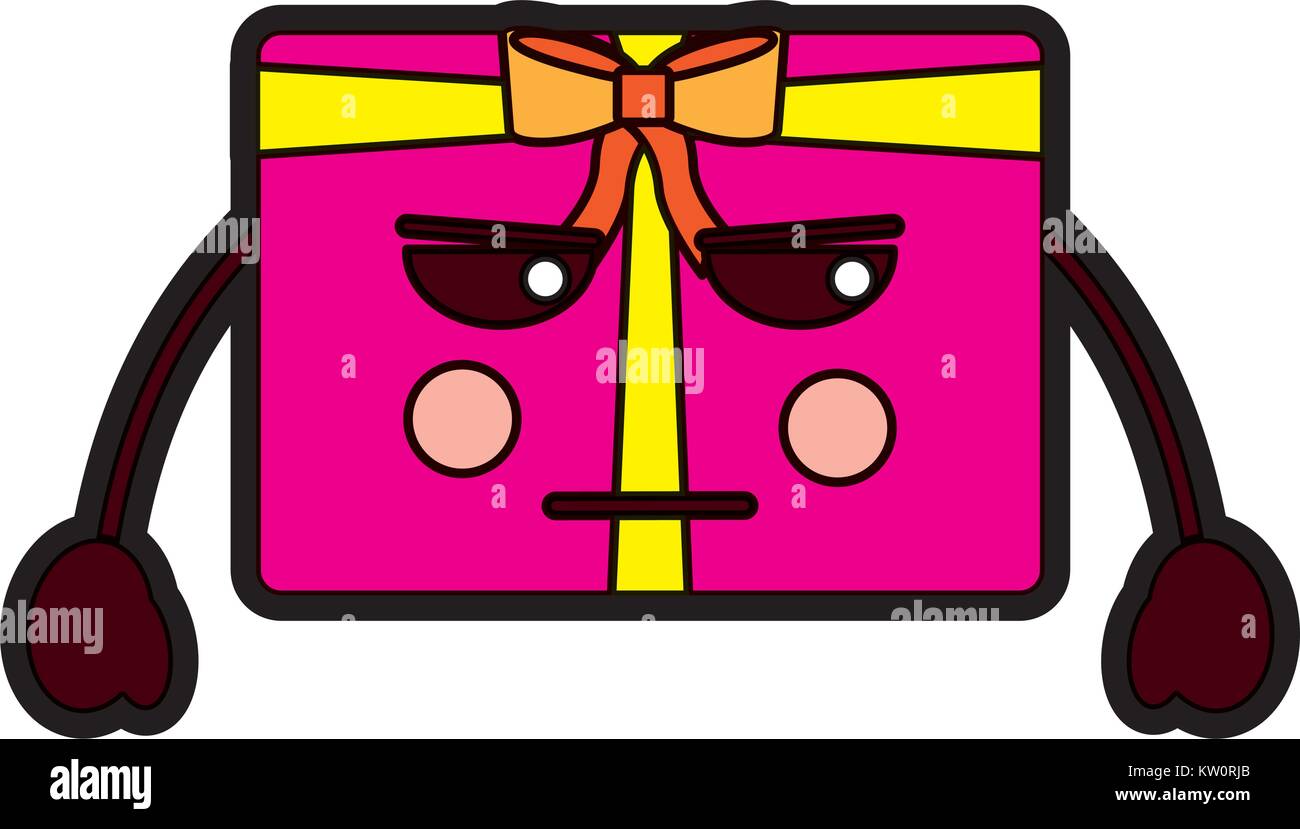 gift box angry side eye emoji icon image vector illustration design ...