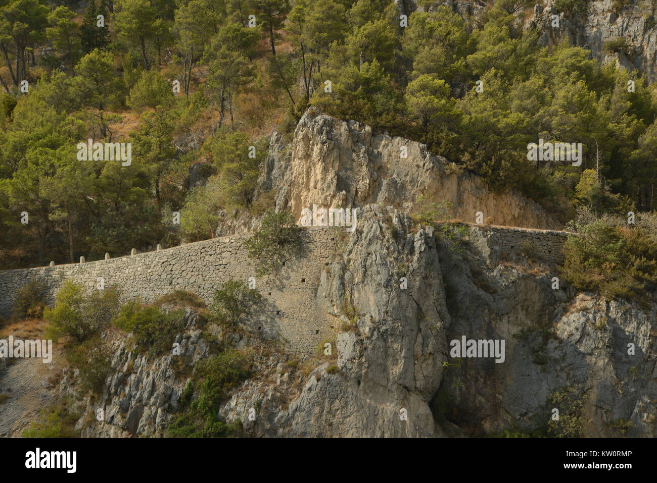 Limestone cliffs along the road to Krka Falls in Croatia Stock Photo ...