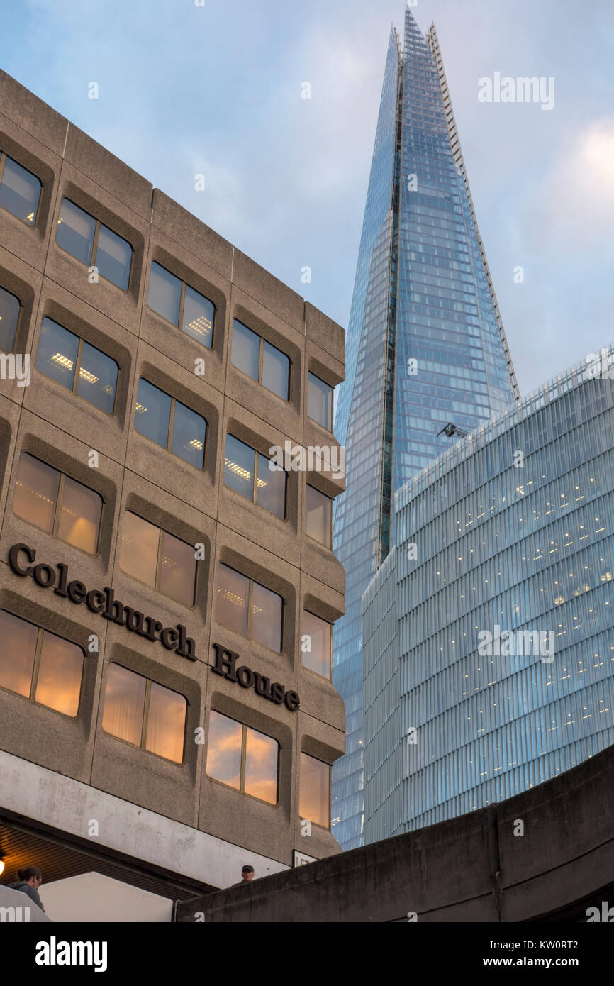 Looking up at Colechurch House and The Shard, Southwark, London, UK ...