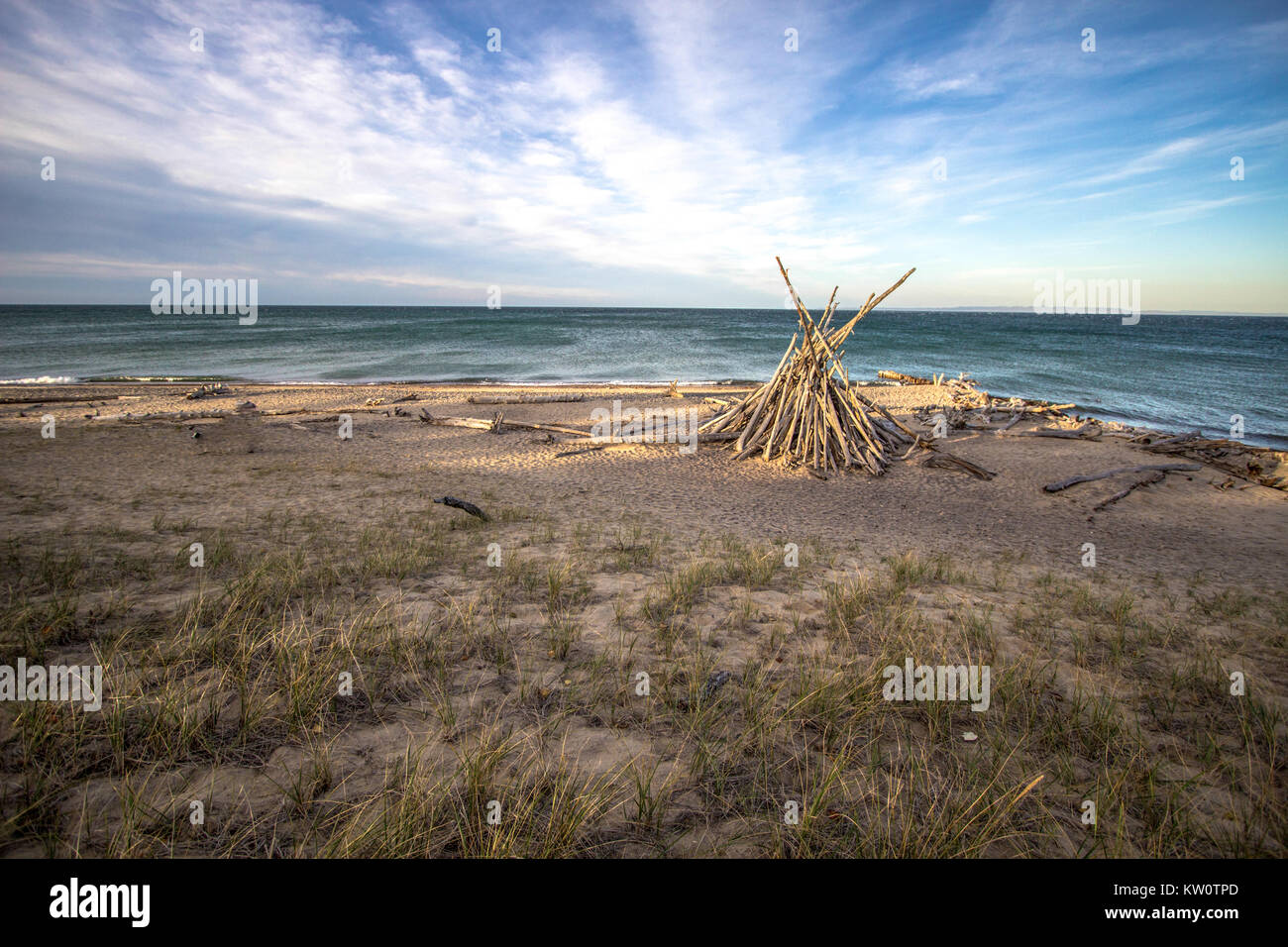 Lake Superior Sunset Beach Panorama. Remote Lake Superior at Whitefish ...