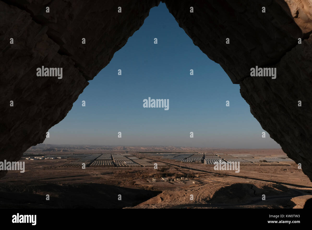 View of greenhouses in an agriculture field of the cooperative ...