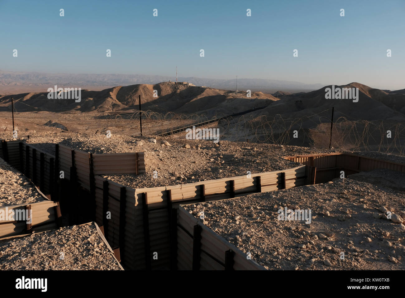 An Israeli military defense position on a strategic hill near the ...
