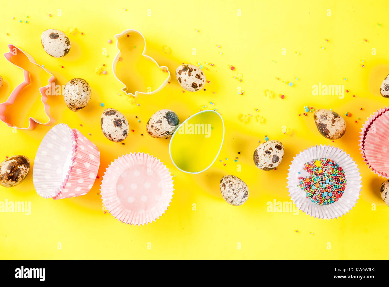 Sweet baking concept for Easter, cooking background with baking - with ...