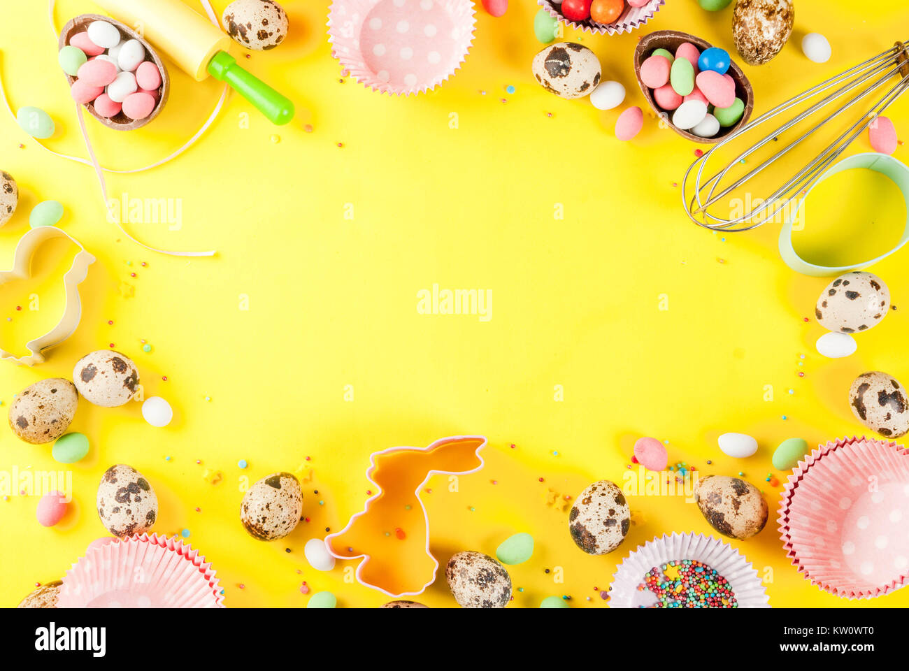 Sweet baking concept for Easter, cooking background with baking - with ...
