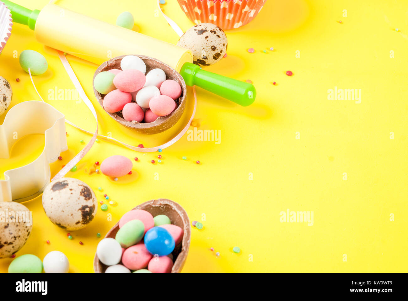 Sweet baking concept for Easter, cooking background with baking - with ...