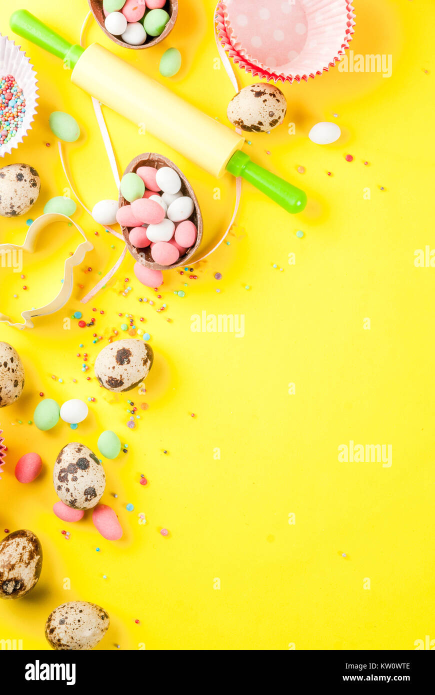 Sweet baking concept for Easter, cooking background with baking - with ...