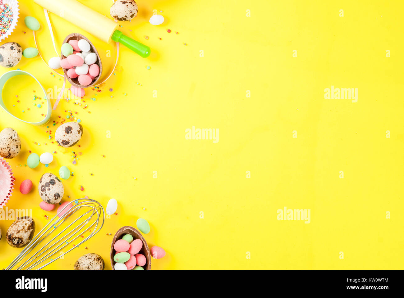 Sweet baking concept for Easter, cooking background with baking - with ...