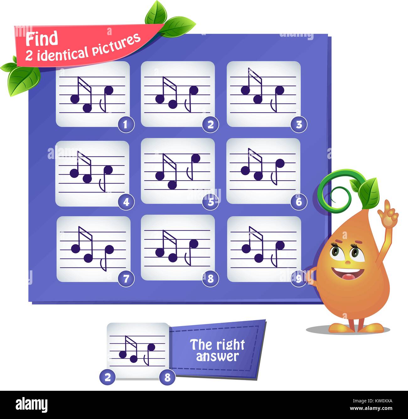 visual game for children and adults. Task the find 2 identical pictures ...