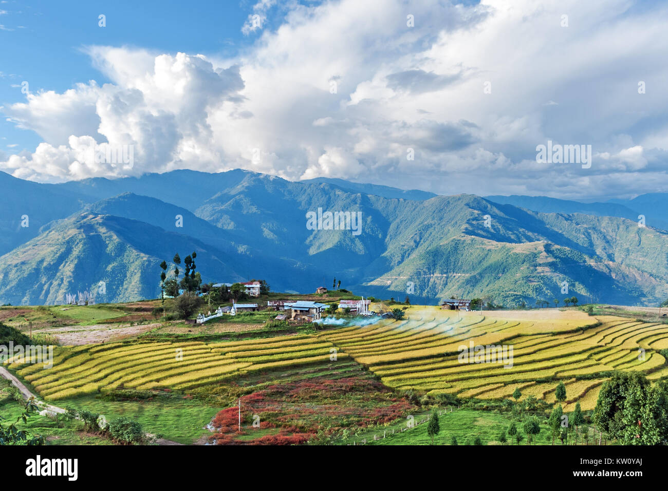 Farm in Bhutan eastern mountains Stock Photo - Alamy