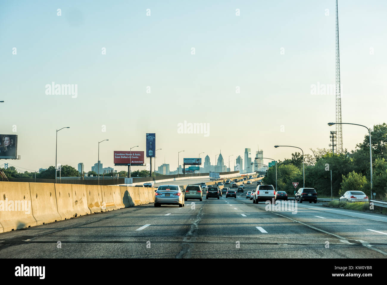 Philadelphia, USA - June 11, 2017: Road and street highway in ...