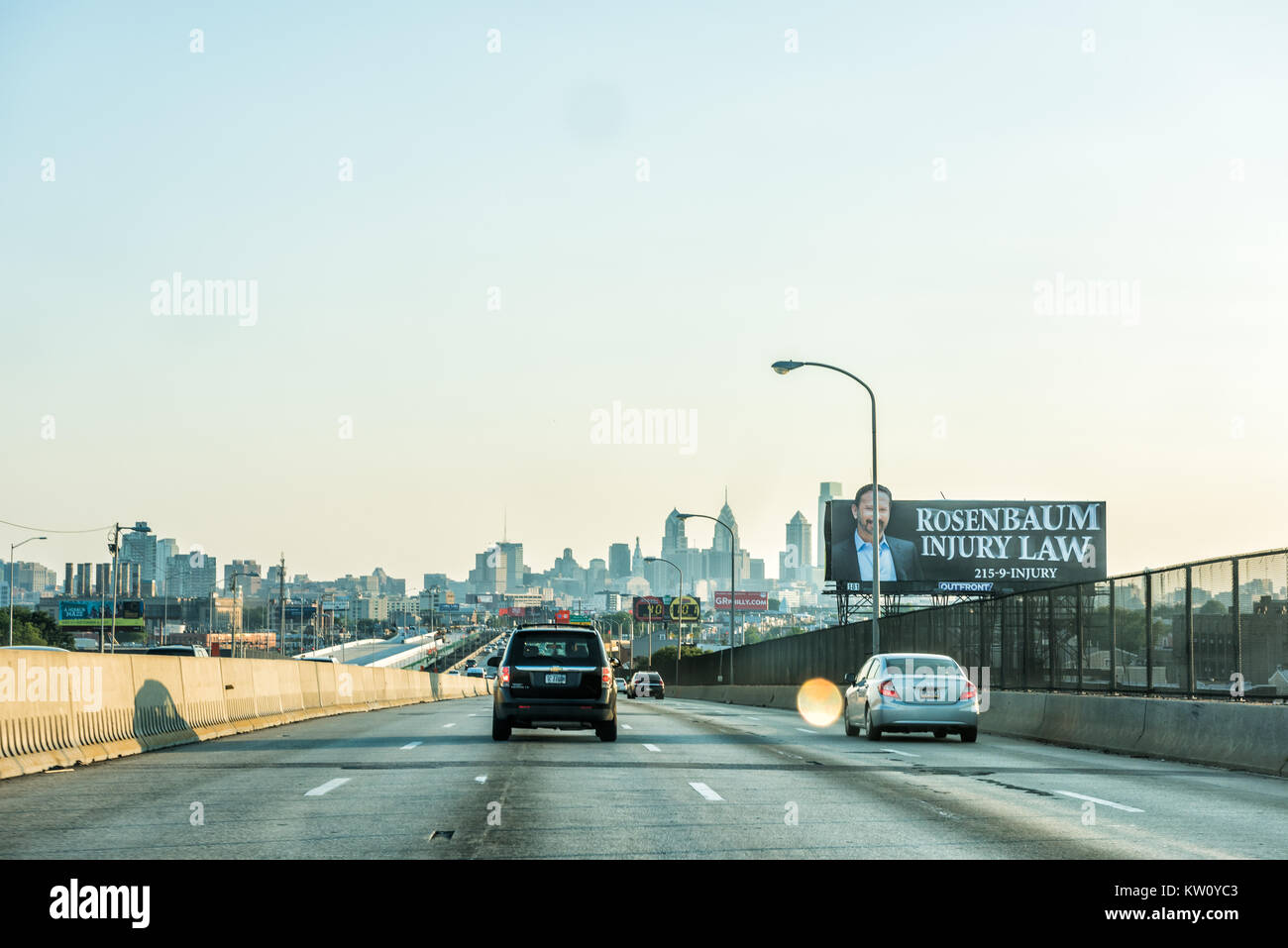Philadelphia, USA - June 11, 2017: Road and street highway in ...