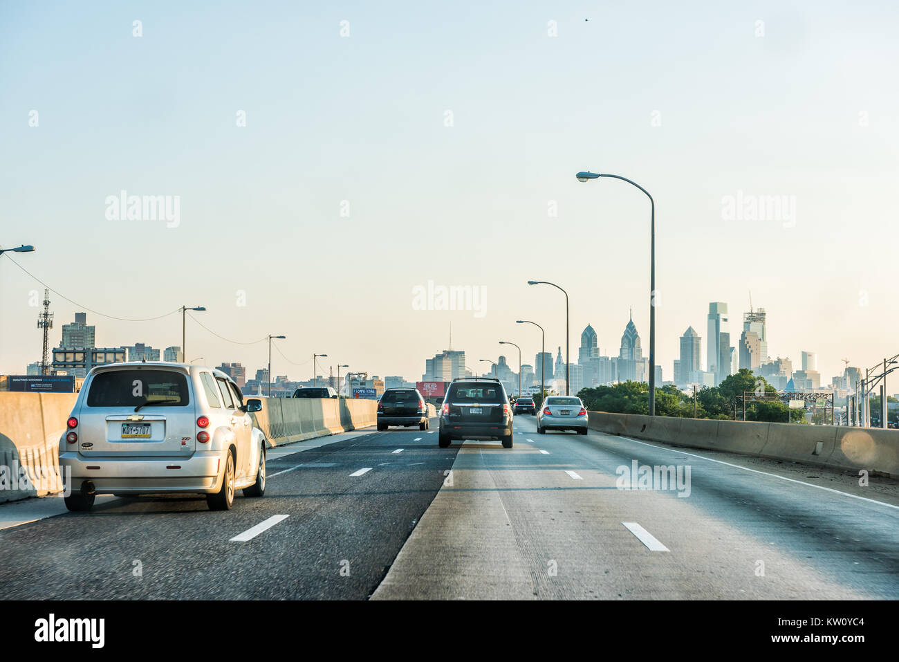 Philadelphia, USA - June 11, 2017: Road and street highway in ...