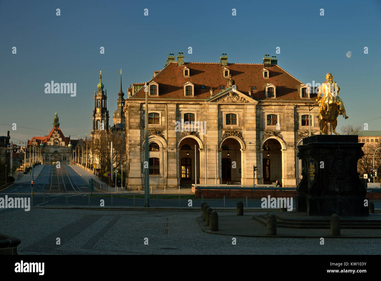 Dresden, golden rider and log cabin, Goldener Reiter und Blockhaus ...