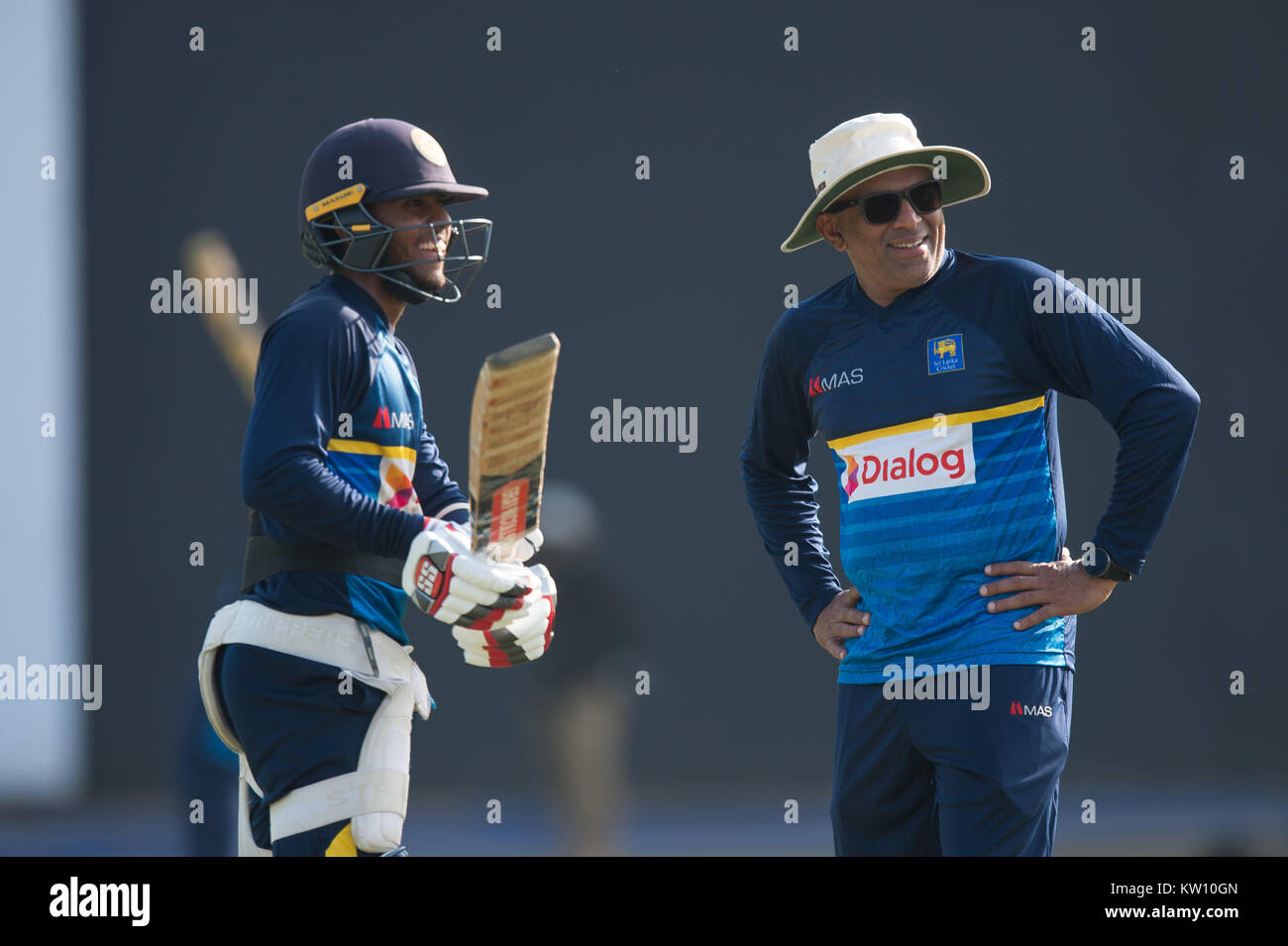 Sri Lanka young batsman Kusal Mendis (L) and newly appointed head coach ...