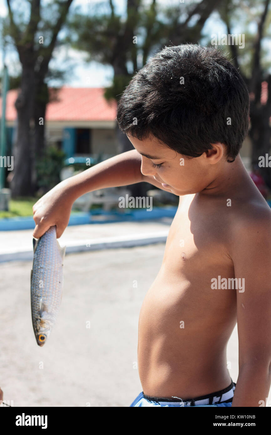 Young boy's catch of the day Stock Photo - Alamy