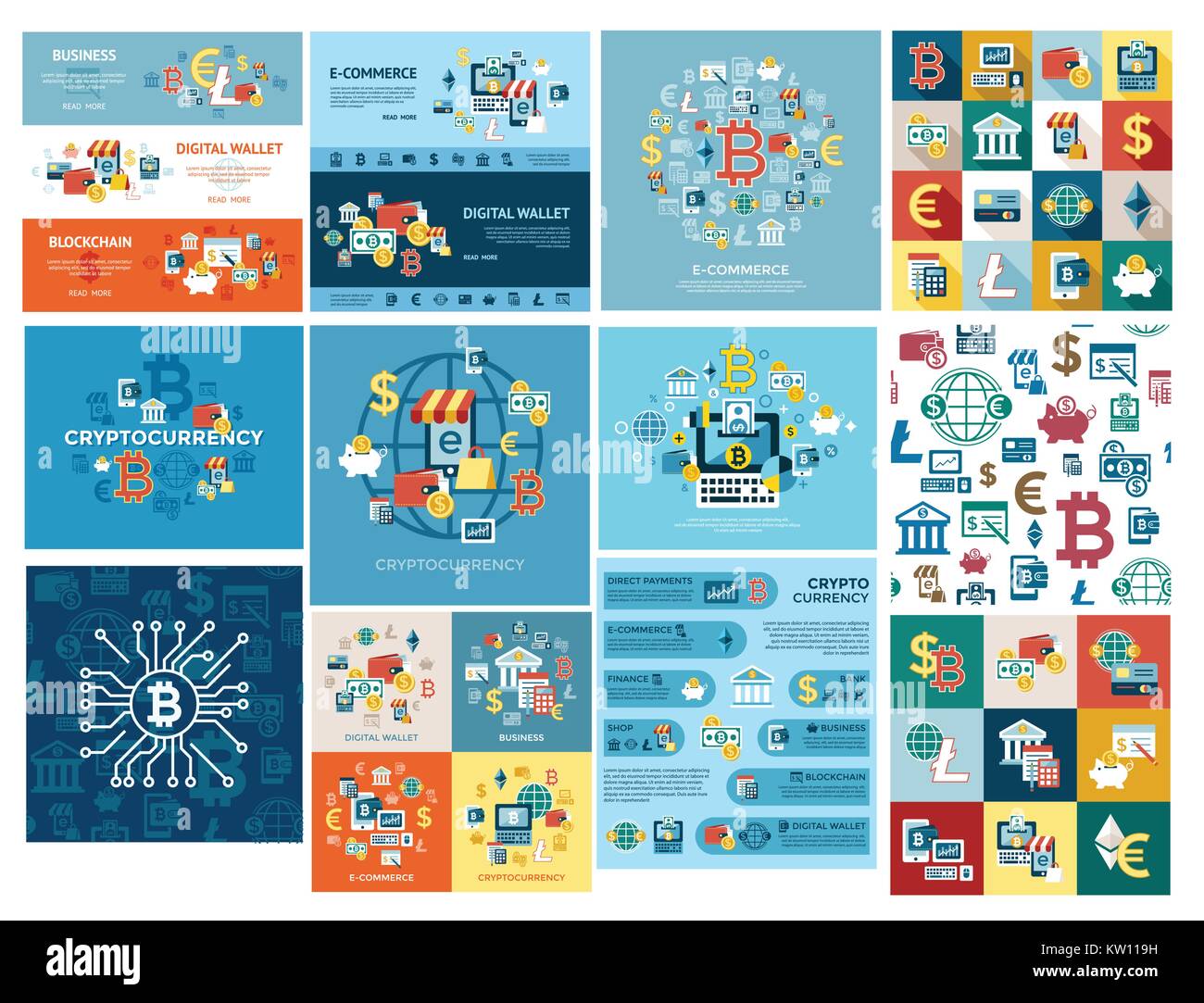 Digital vector bitcoin cryptocurrency and electronic money payments ...