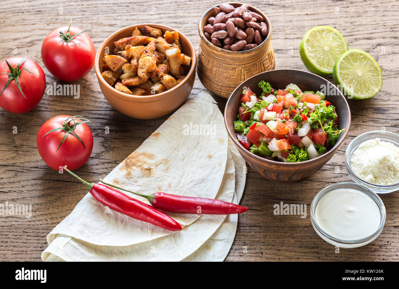Ingredients for burrito Stock Photo - Alamy