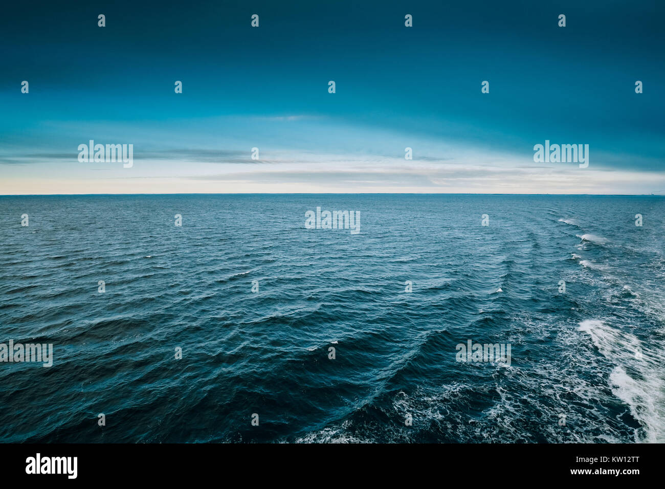 Cold Sea Ocean And Blue Sky Landscape Background In Sunny Day Stock ...