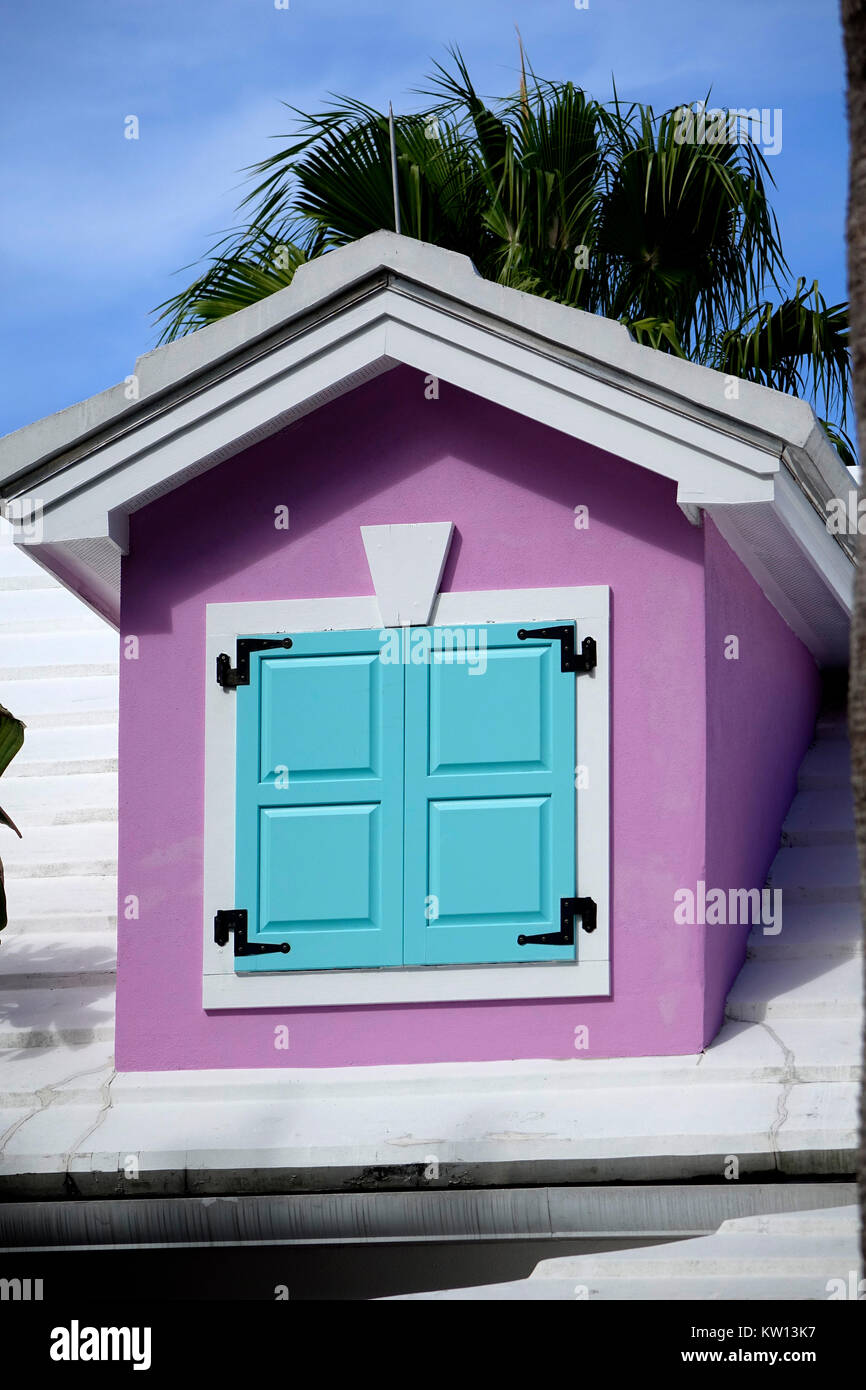 A colorful window on Paradise Island in the Bahamas Stock Photo - Alamy