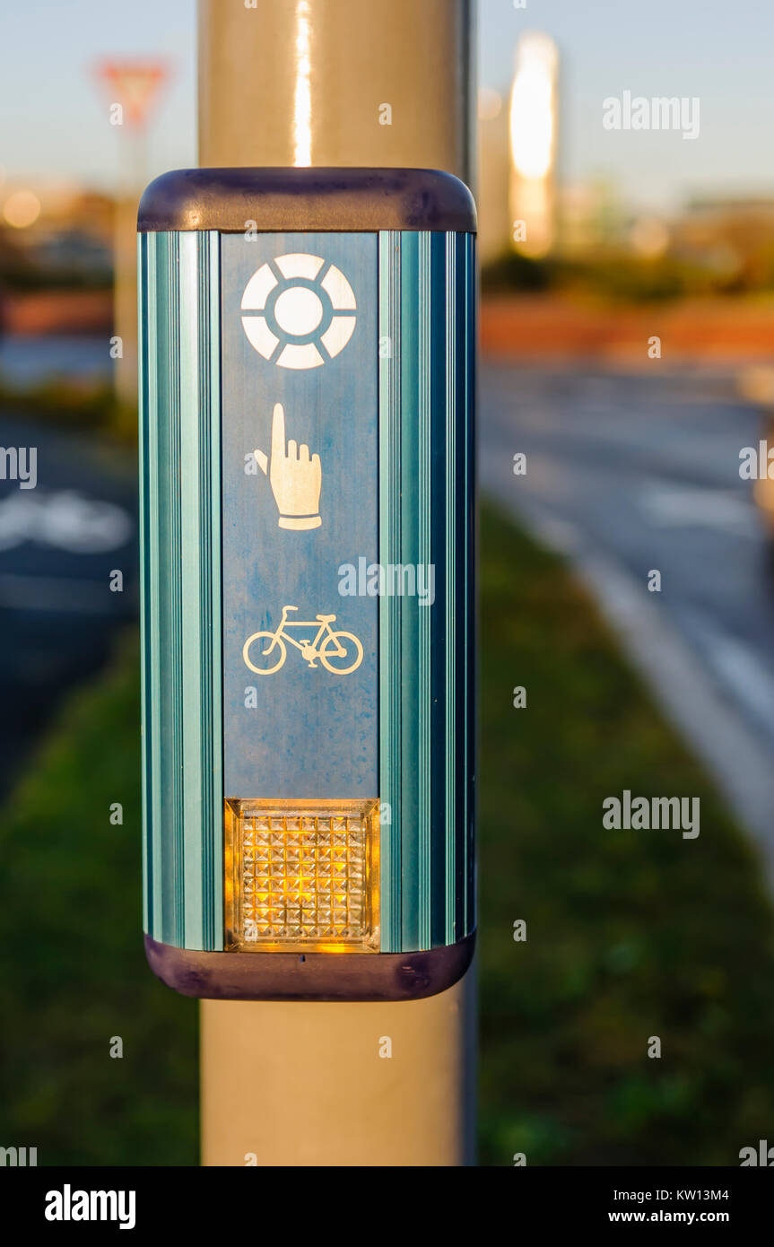 Pedestrian crossing control button in Ireland Stock Photo - Alamy