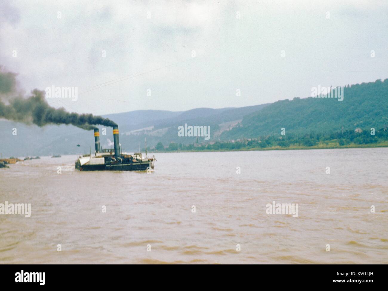 Steamship on the Rhine river, Germany, 1952 Stock Photo - Alamy
