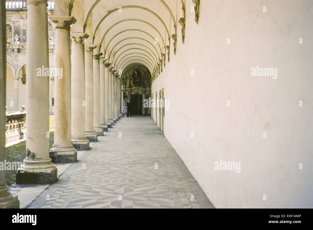 Pillars and arched arcade walkway at the National Museum of San Martino ...