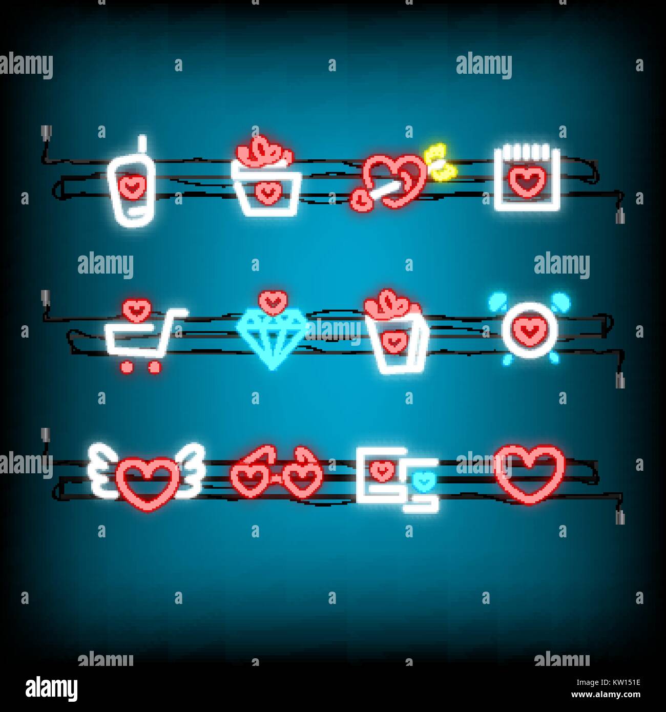 Set red glowing neon Stock Vector Images - Alamy