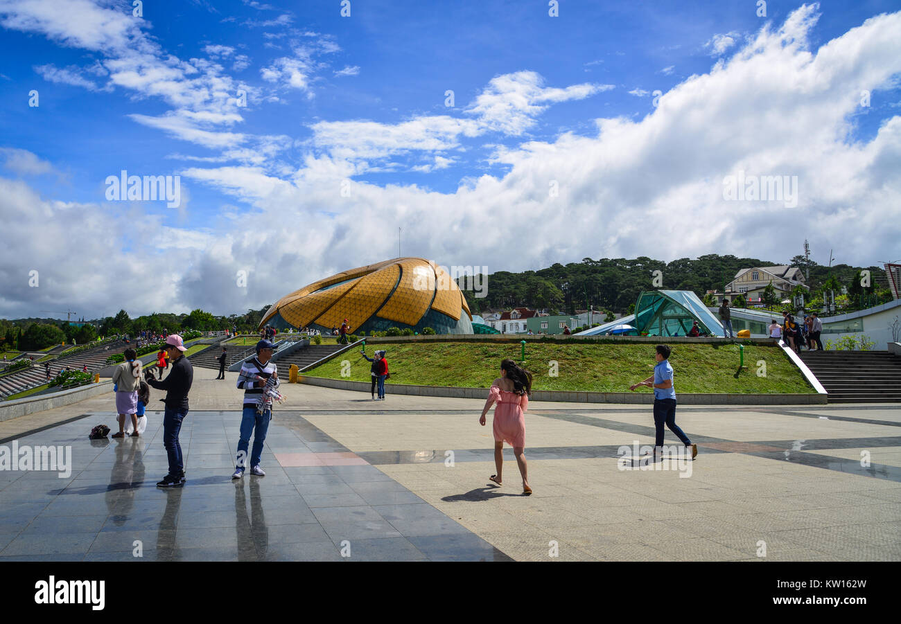 Dalat, Vietnam - Nov 25, 2017. People walking at Lam Vien Square in ...