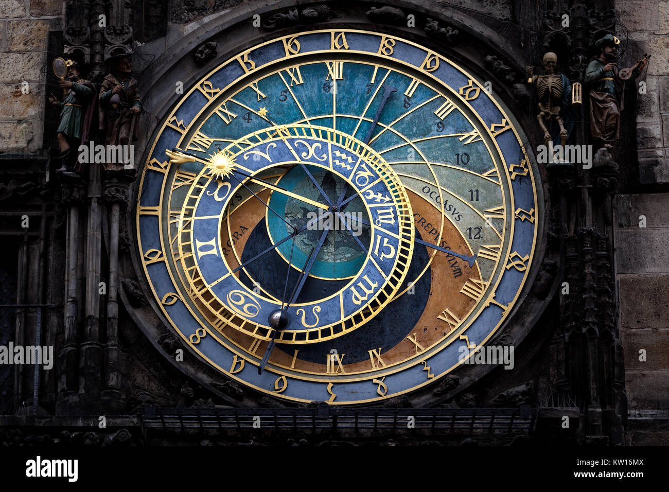 The Prague astronomical clock (Prague orloj), Czech Republic Stock ...
