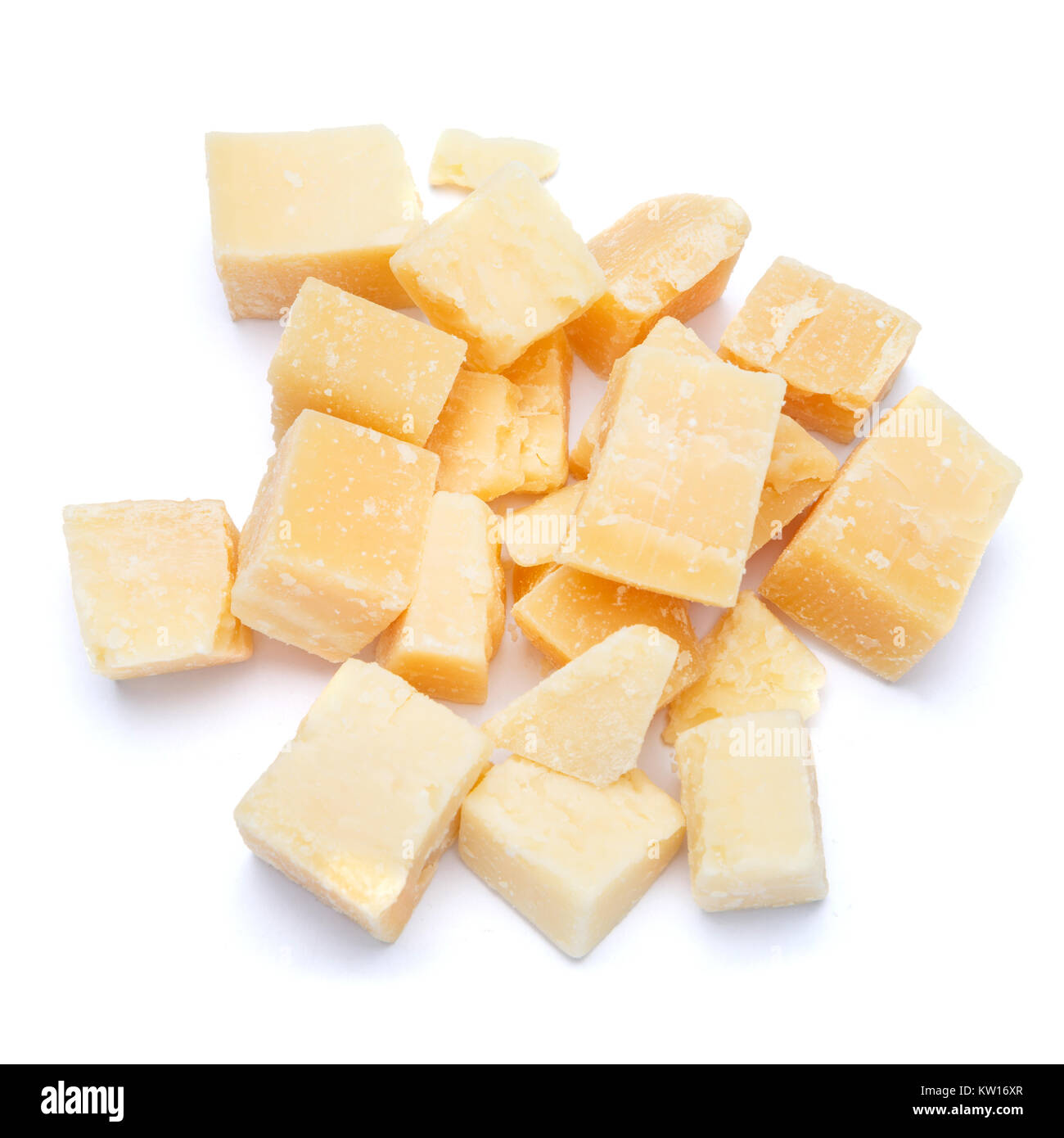 Small pieces of parmesan cheese isolated on white background Stock ...