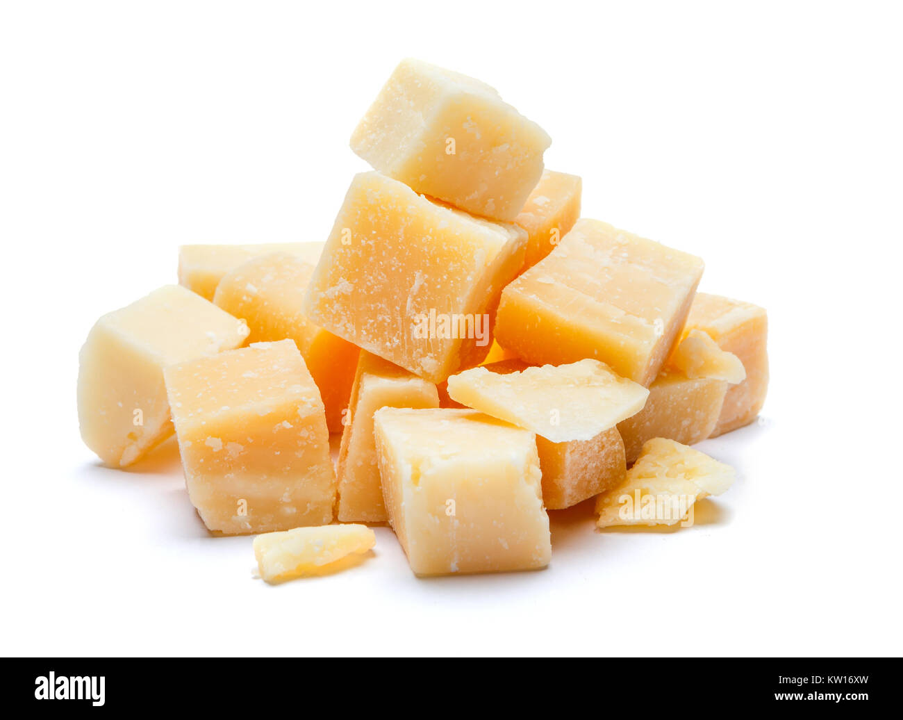 Small pieces of parmesan cheese isolated on white background Stock ...