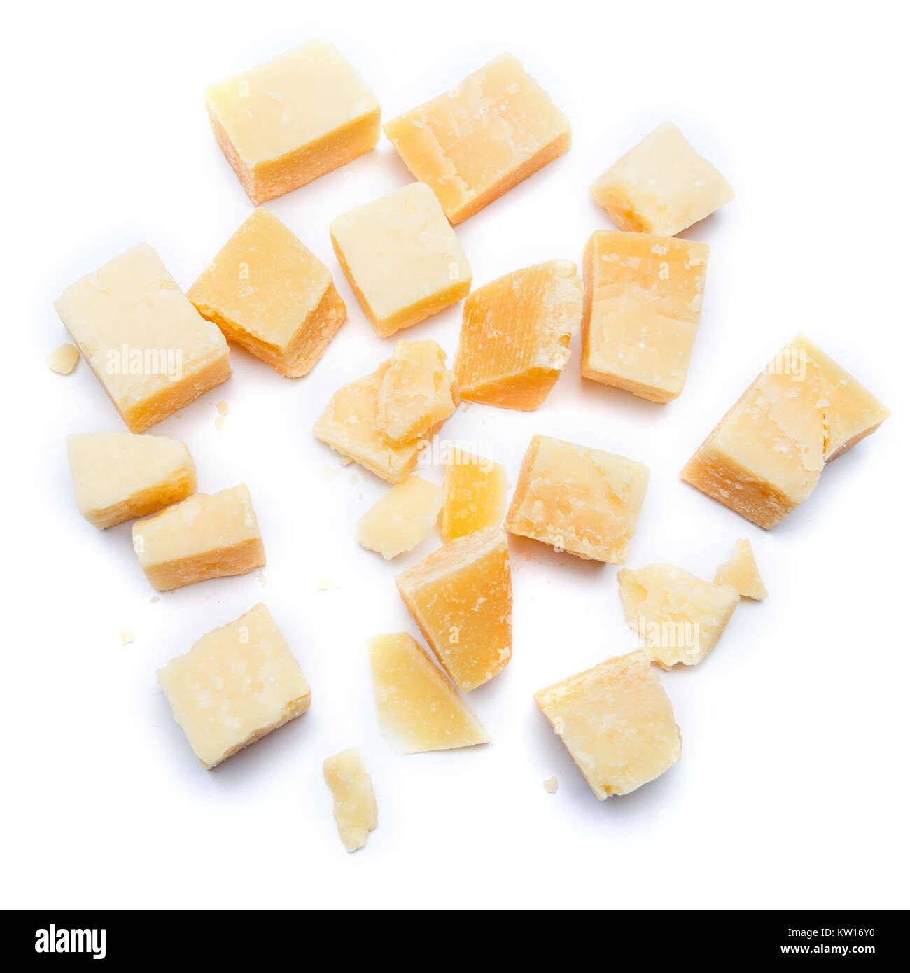 Small pieces of parmesan cheese isolated on white background Stock ...