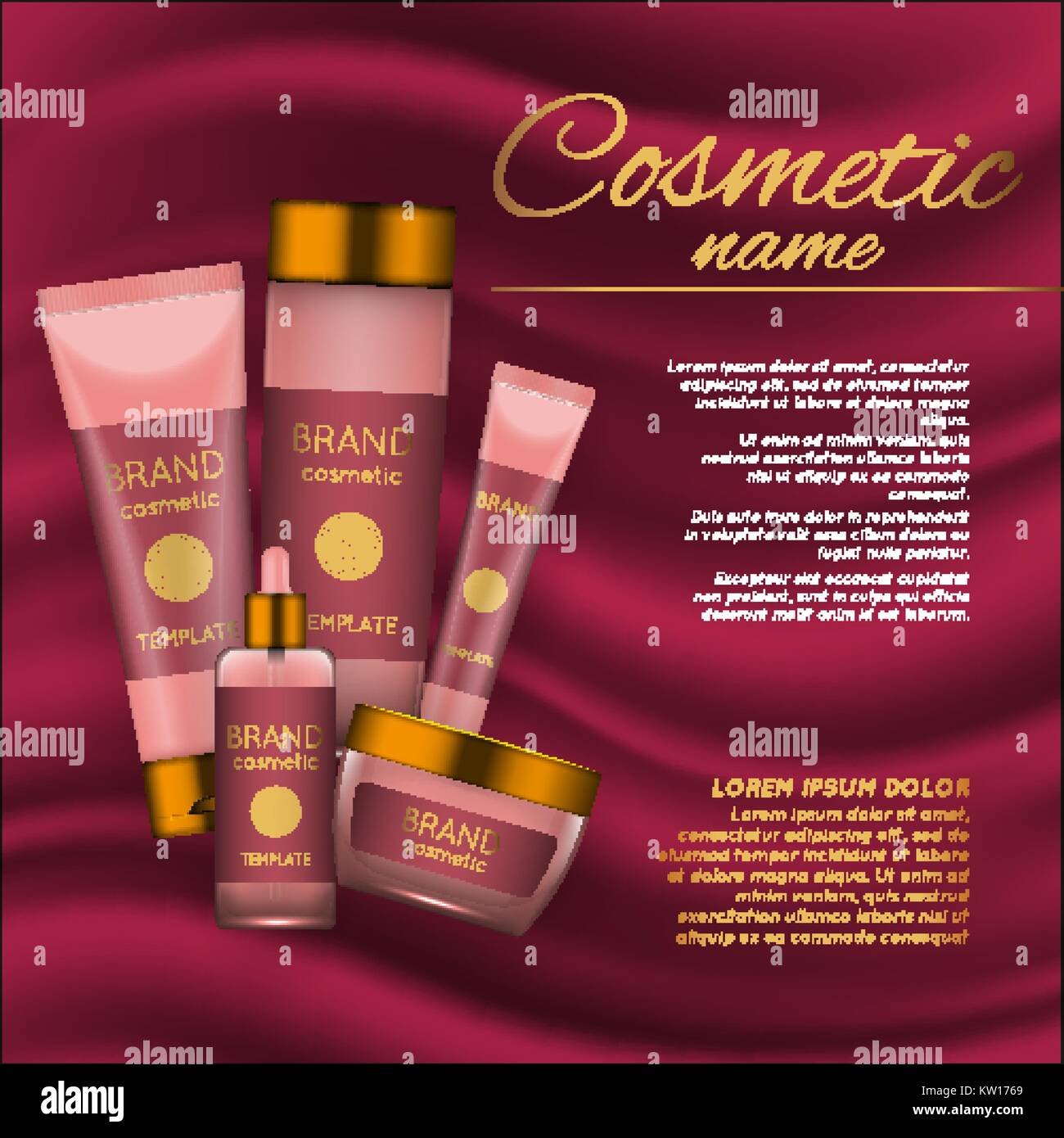 Vector 3D cosmetic illustration on a soft silk background. Beauty ...