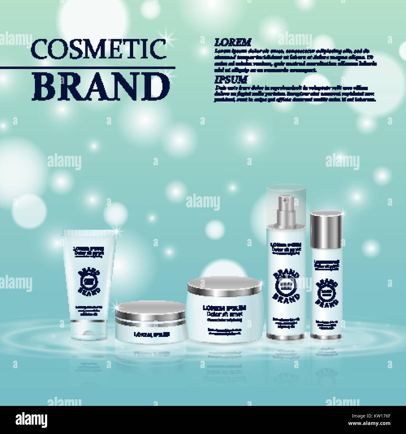3D realistic cosmetic bottle ads template. Cosmetic brand advertising ...