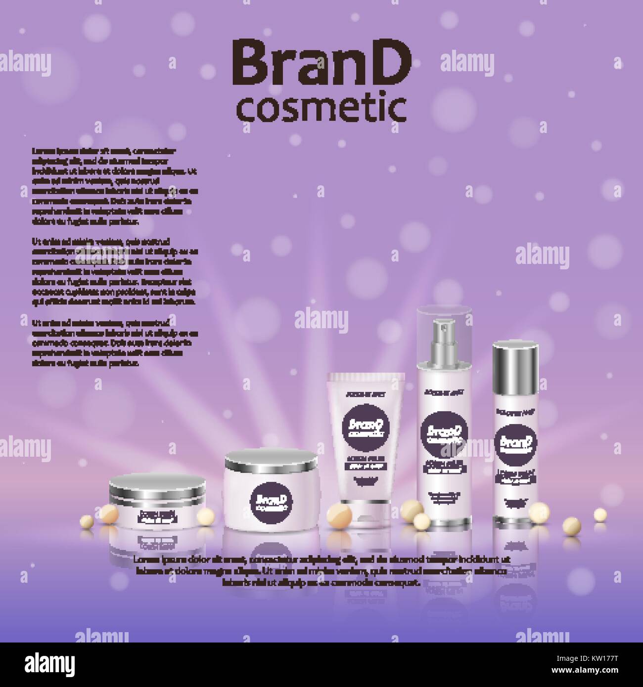 3D realistic cosmetic bottle ads template. Cosmetic brand advertising ...