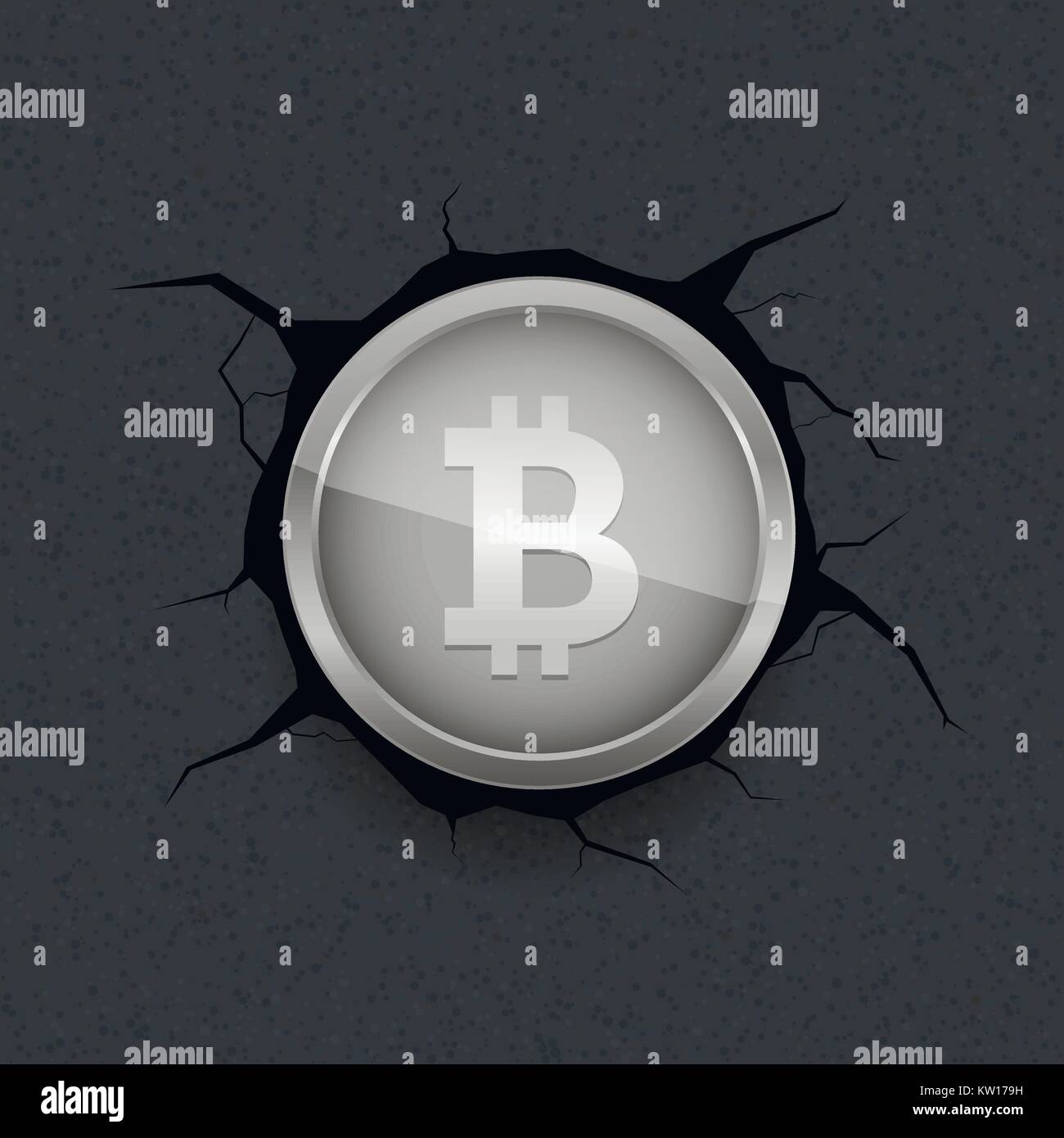 Silver Bitcoin on cracked background Stock Vector Image & Art - Alamy