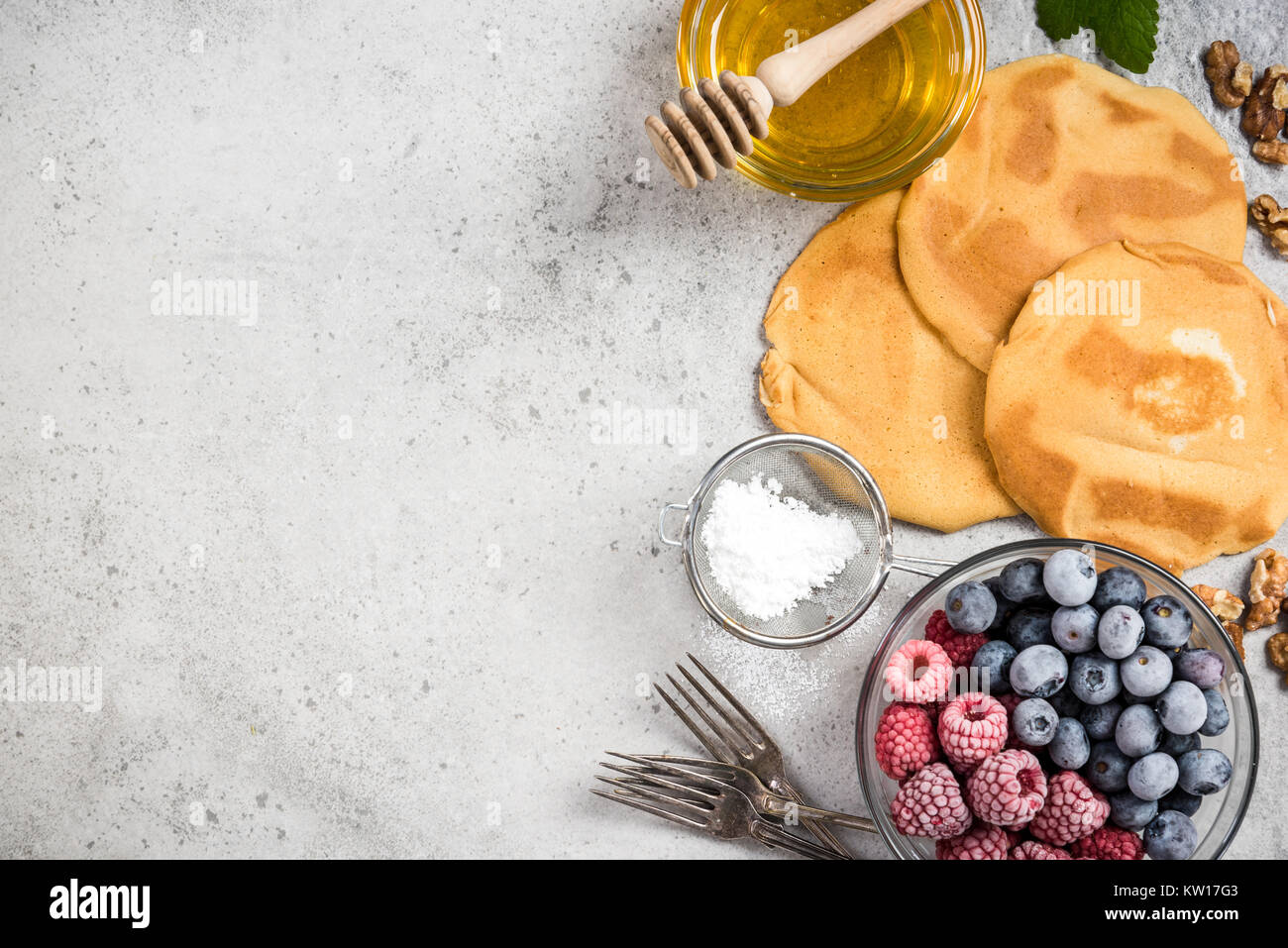Recipe for perfect pancakes, border background Stock Photo - Alamy