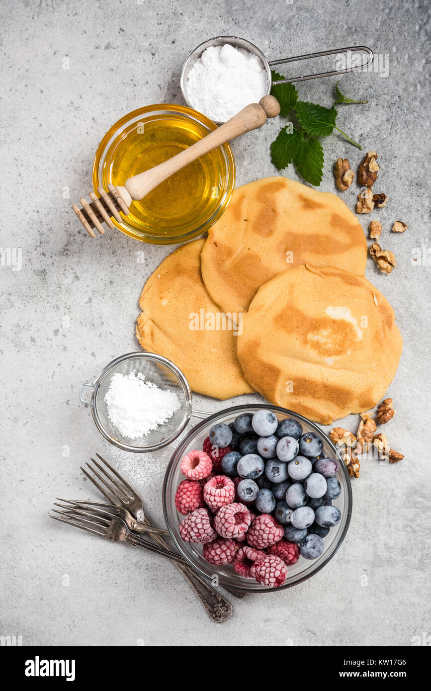Recipe for perfect pancakes, border background Stock Photo - Alamy