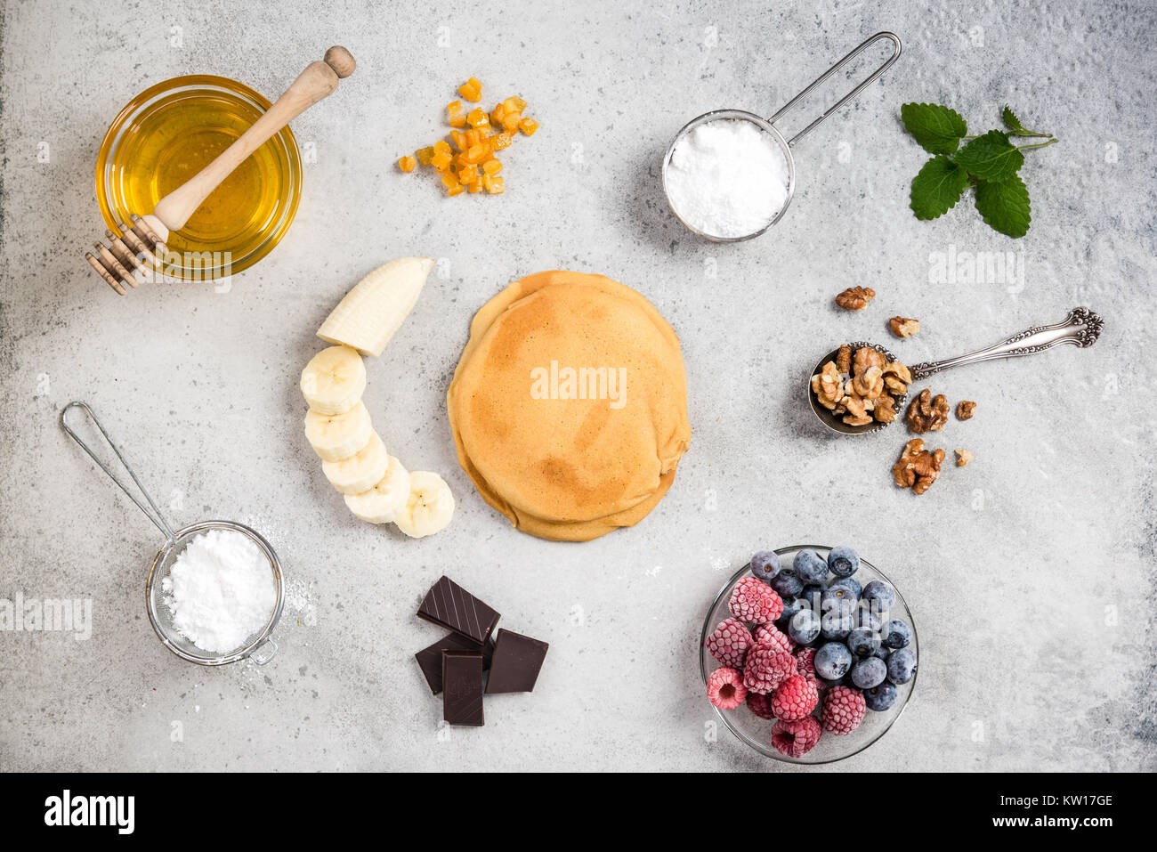Recipe for perfect pancakes, border background Stock Photo - Alamy