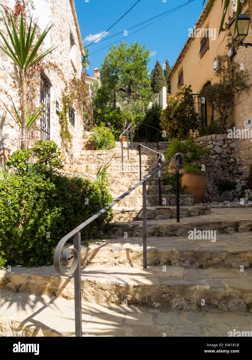 steps in alley in Lliber Village, Jalon Valley, Alicante, Spain Stock ...