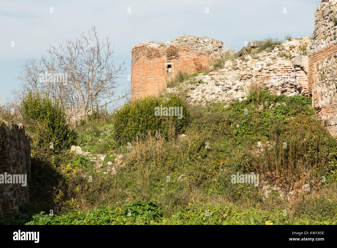 ruins of the historical city walls of Nicea, Iznik, Turkey Stock Photo ...